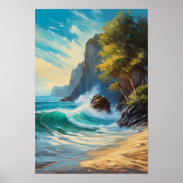Dance of Sea and Rocks by the Beach Poster | Zazzle
