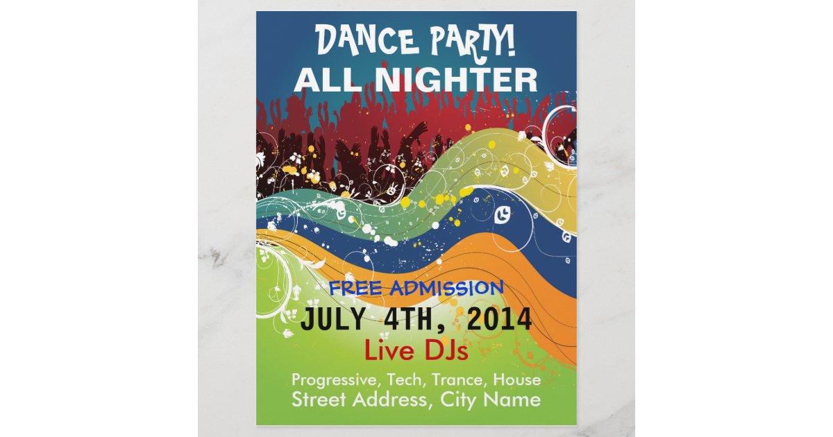 Dance Party All Nighter Flyer | Zazzle