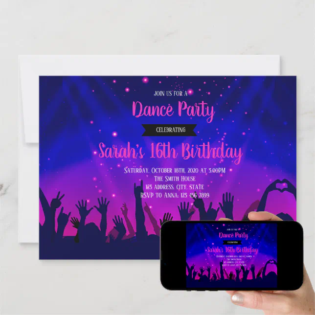 Dance party birthday invitation | Zazzle