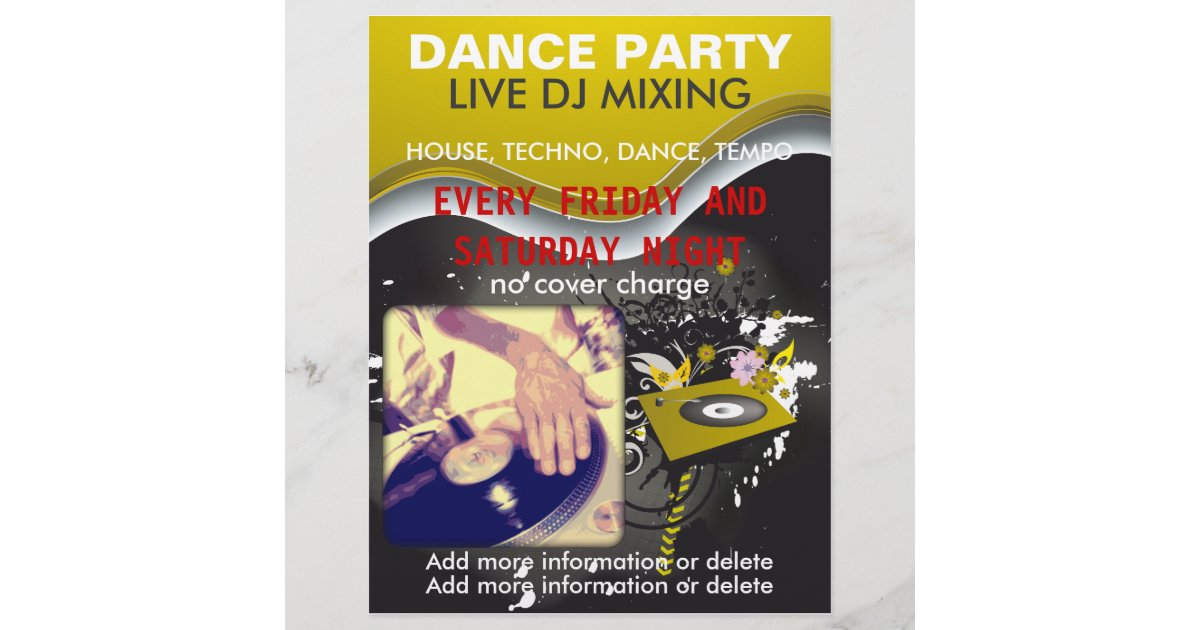 Dance Party DJ Turntable Flyer | Zazzle
