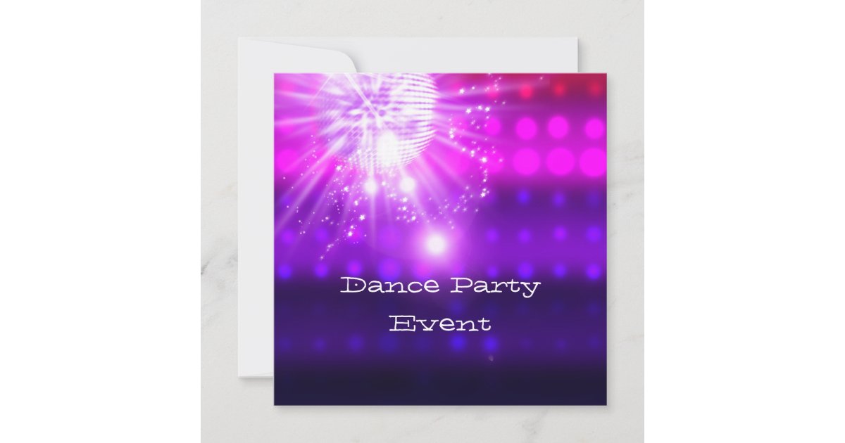 Dance Party Event Pink Purple Silver Mirrorball Invitation | Zazzle