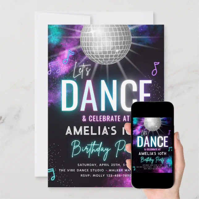 Dance Party Invitation | Dance Birthday Invitation | Zazzle