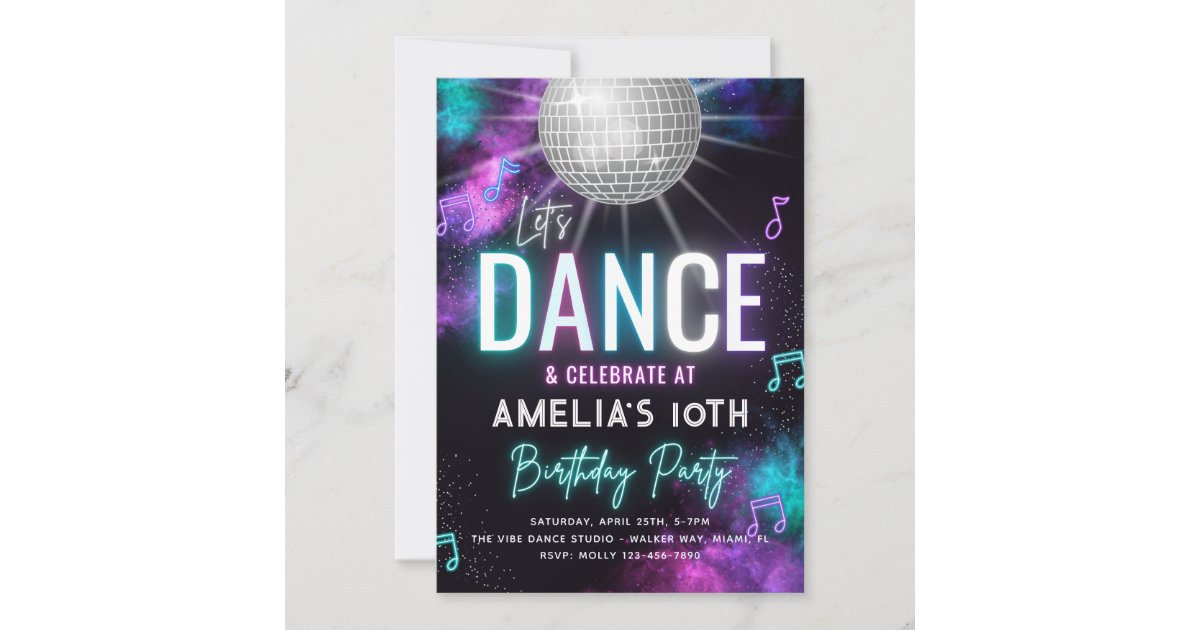 Dance Party Invitation | Dance Birthday Invitation | Zazzle