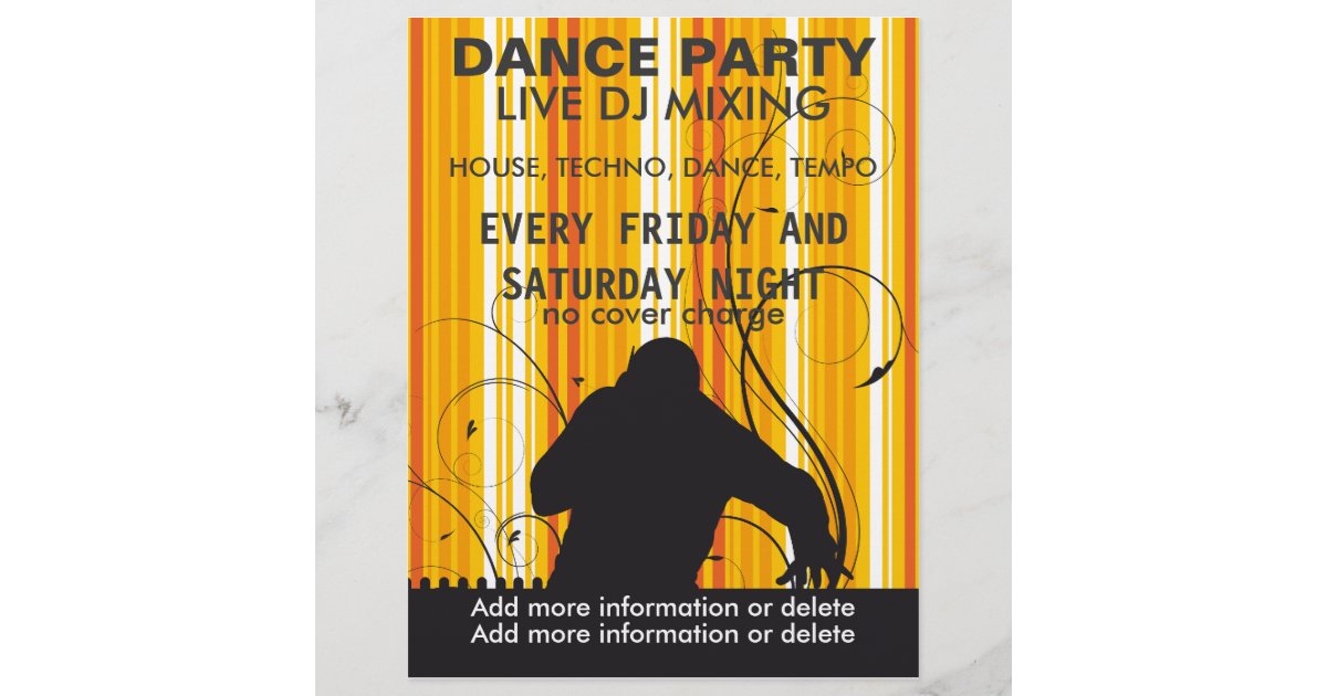 Dance Party Live DJ Music Flyer | Zazzle