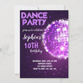 Dance Party Purple Disco Girl Birthday Invitation | Zazzle