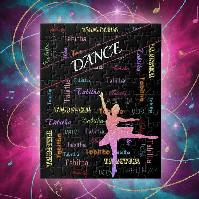 Dance Puzzle with Personalized Name All Over | Zazzle
