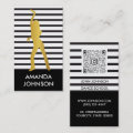 Dance School Black White Stripes QR Code Business Card | Zazzle