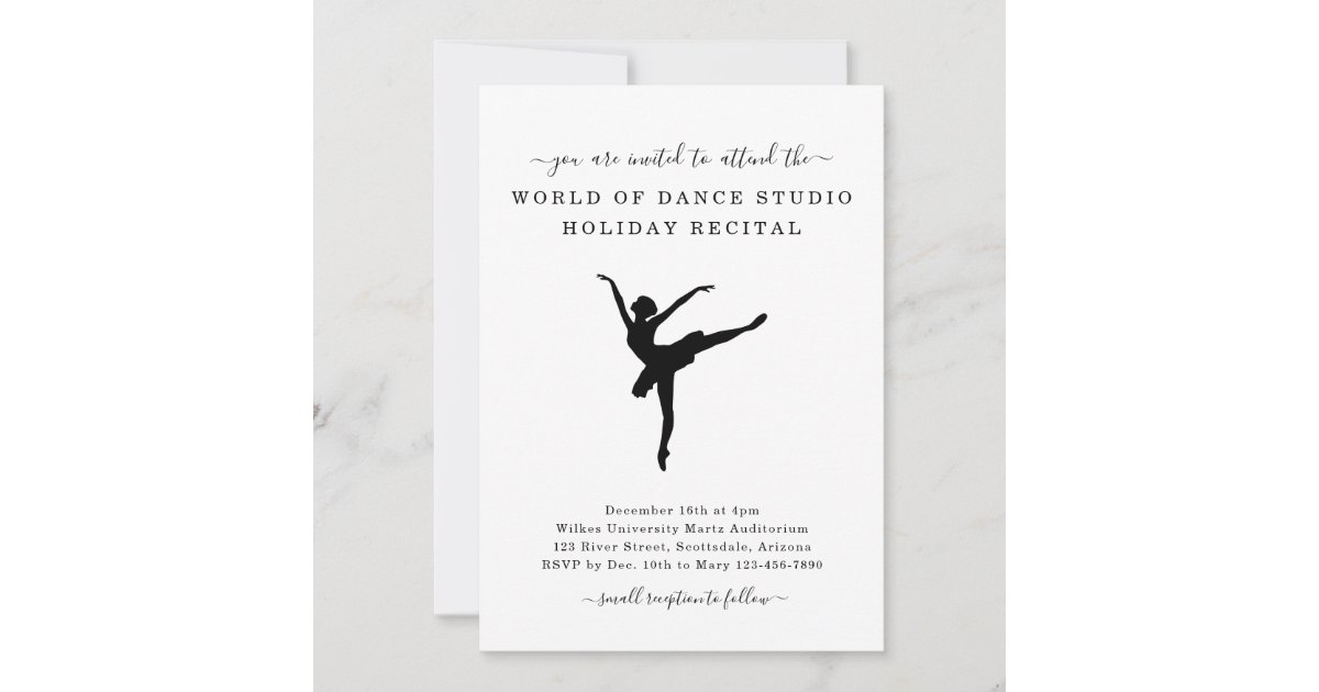Dance Studio Ballet Recital Invitation | Zazzle