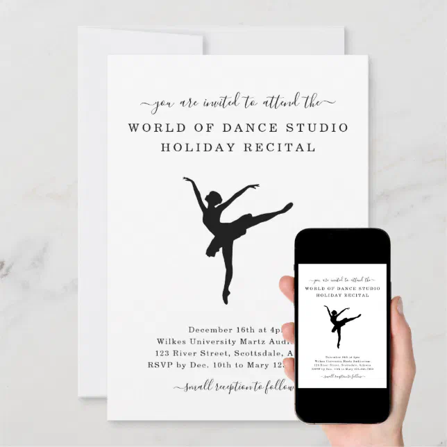 Dance Studio Ballet Recital Invitation | Zazzle