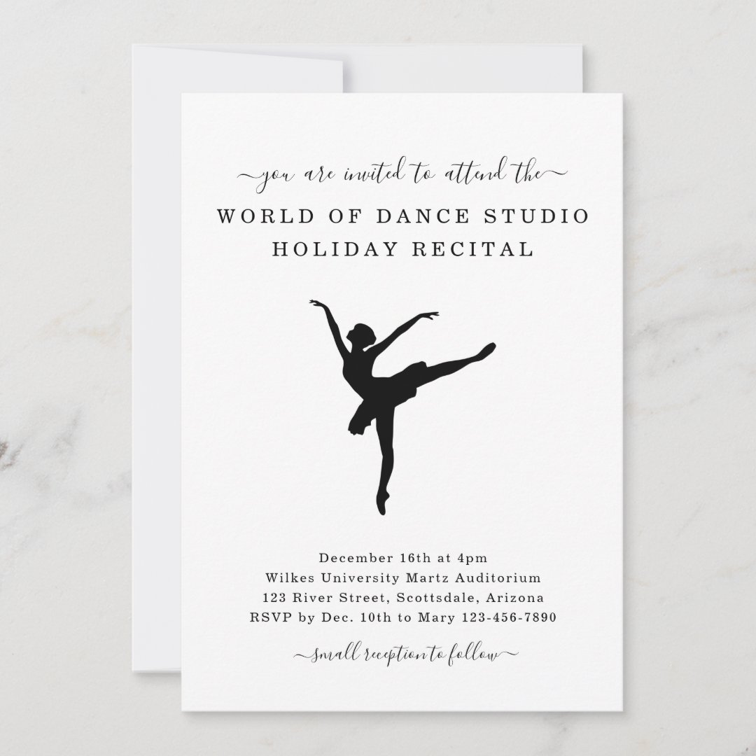 Dance Studio Ballet Recital Invitation | Zazzle