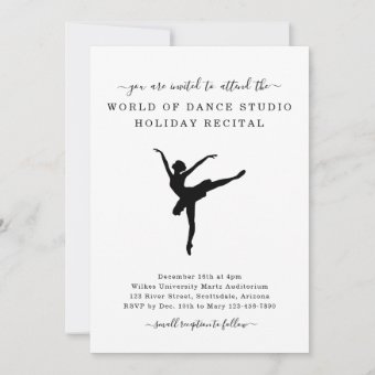 Dance Studio Ballet Recital Invitation | Zazzle