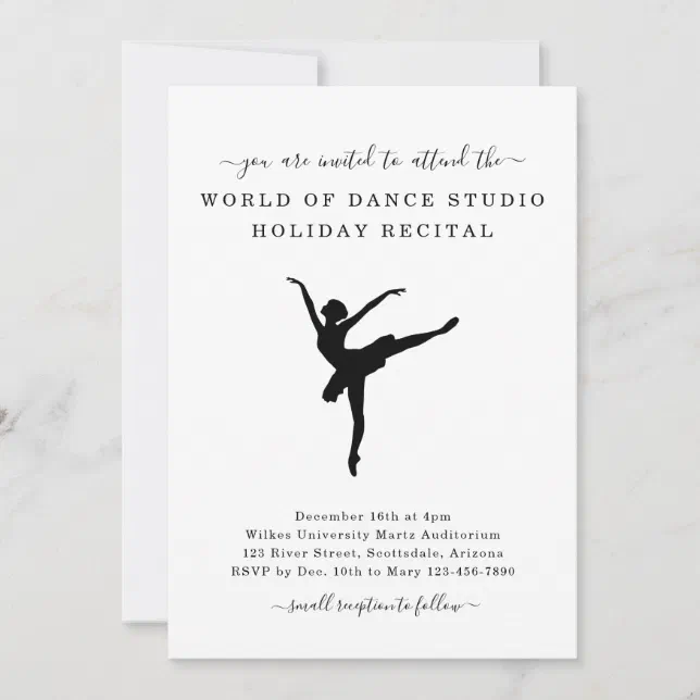 Dance Studio Ballet Recital Invitation | Zazzle