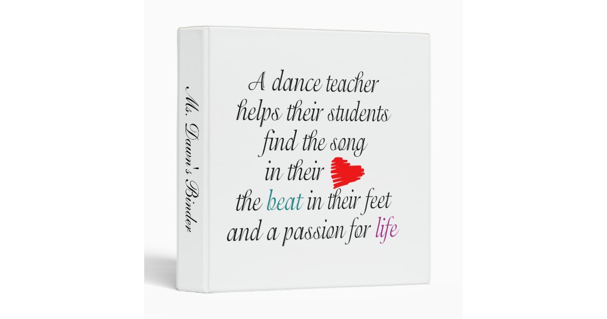 Dance Teacher Binder | Zazzle