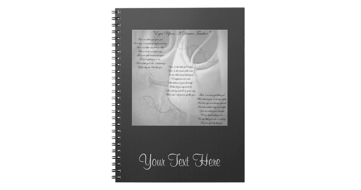 Dance Teacher Poem Notebook | Zazzle