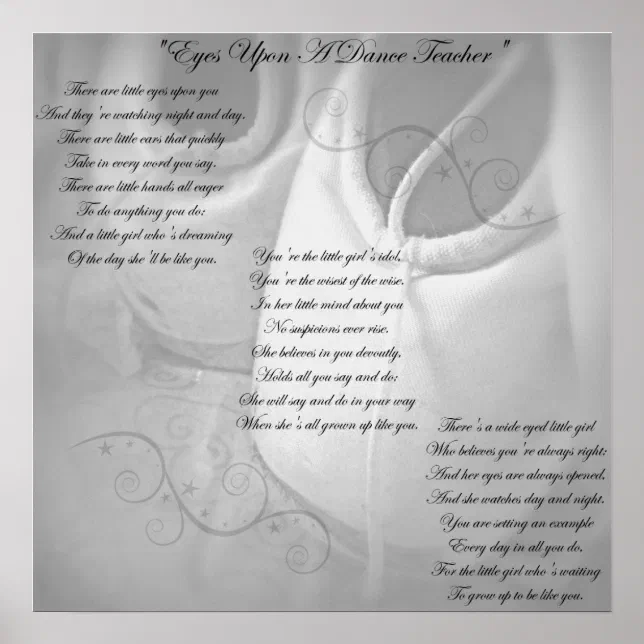 Dance Teacher Poem Poster | Zazzle