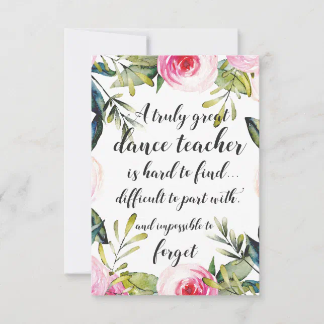 Dance Teacher Thank you Wishes for Dance Teacher | Zazzle