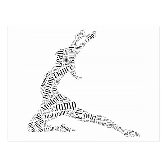 Dance Word Cloud Black & White Postcard | Zazzle.com