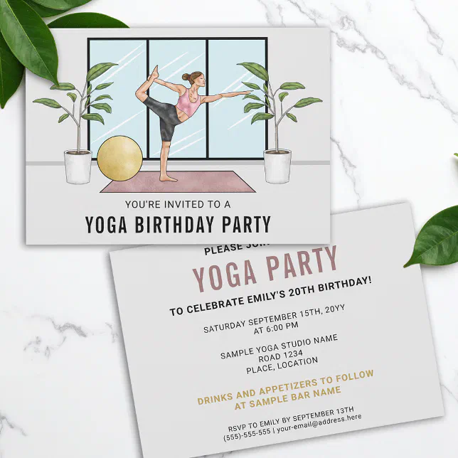 Dancer Pose Fitness Woman Yoga Birthday Party Invitation | Zazzle