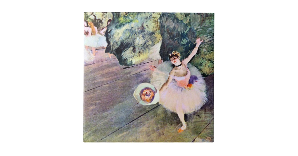 Dancer with a Bouquet of Flowers by Edgar Degas Ceramic Tile | Zazzle
