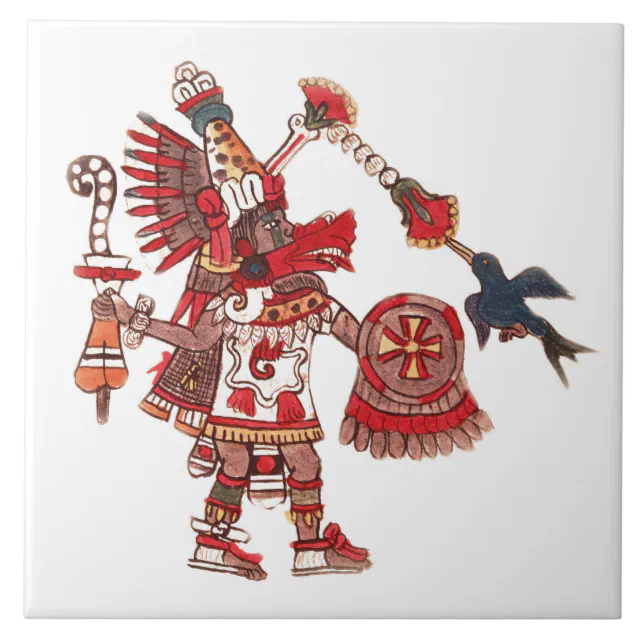 Dancing Aztec shaman warrior Tile | Zazzle