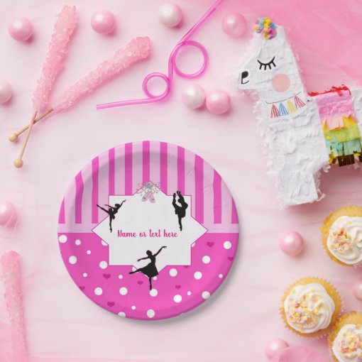 Dancing Ballerina silhouette Birthday party plates | Zazzle