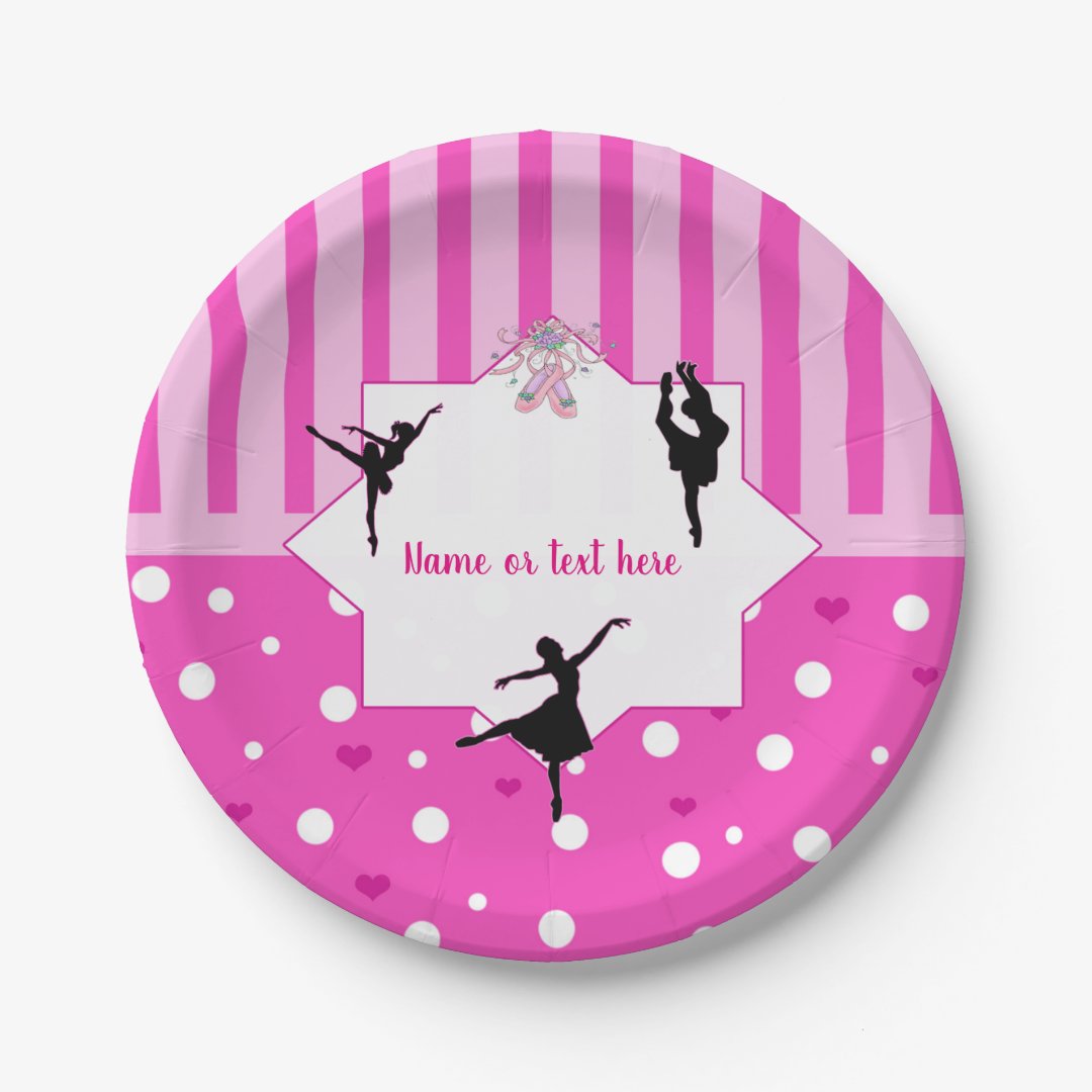 Dancing Ballerina silhouette Birthday party plates | Zazzle