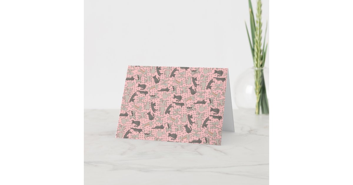 Dancing Cats With Paw Prints Holiday Card | Zazzle