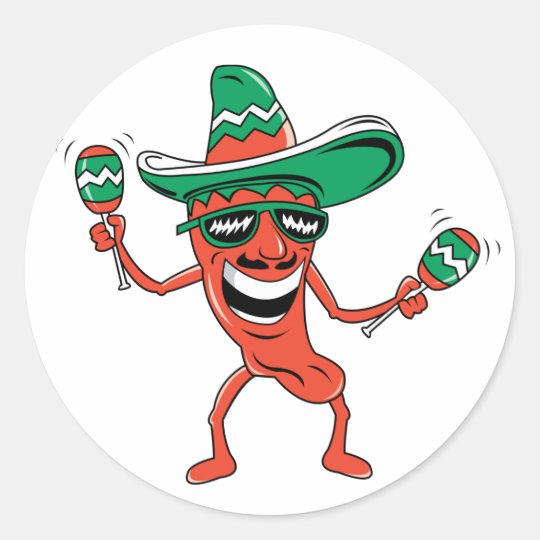 Dancing Chili Pepper Classic Round Sticker | Zazzle.com