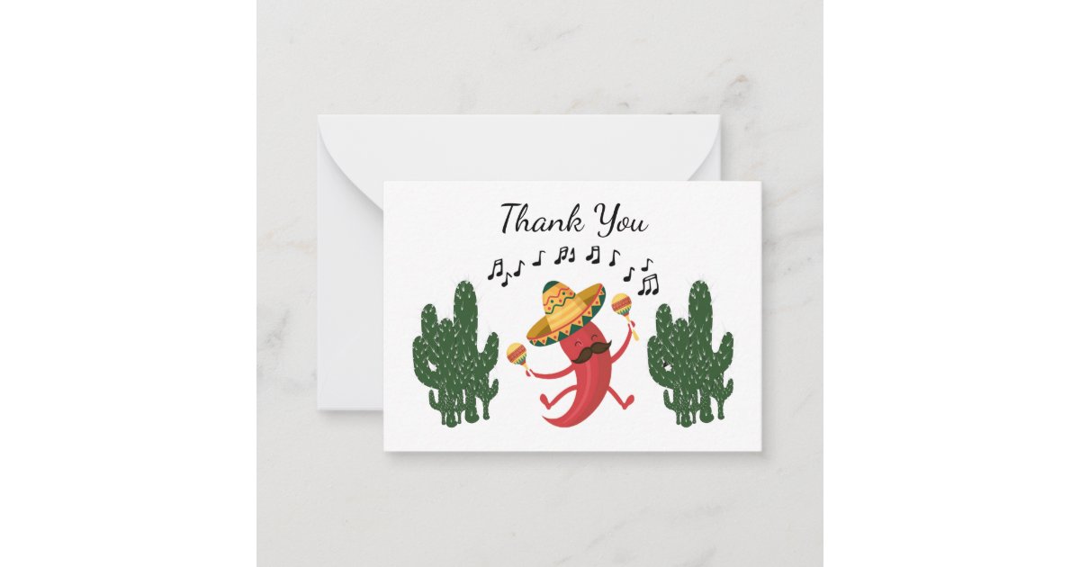 Dancing Chili Thank You Note Card | Zazzle