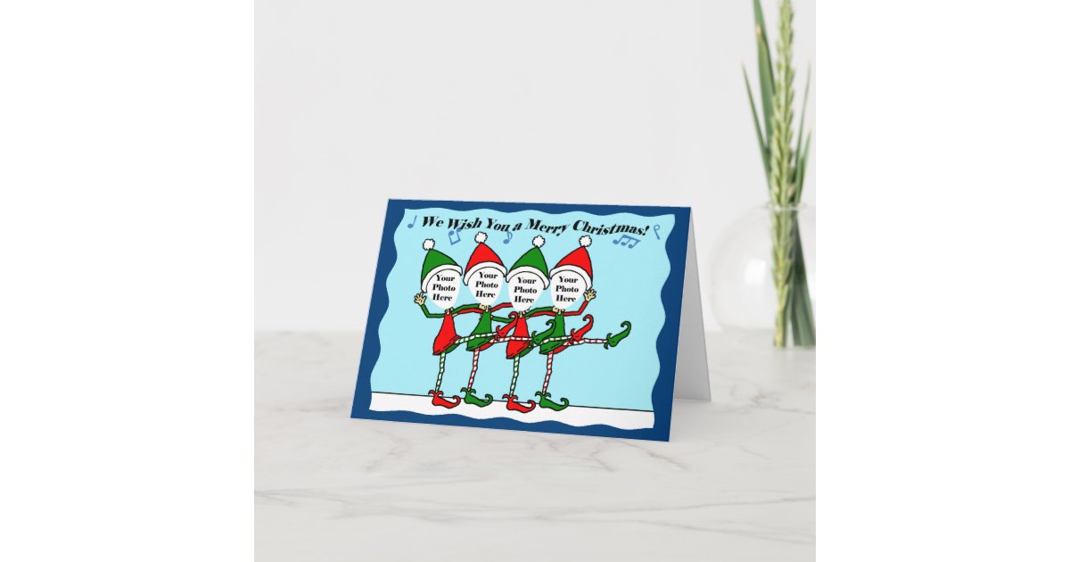 Dancing Christmas Elves Holiday Card | Zazzle