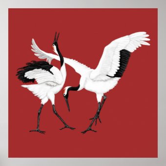 Dancing Cranes Poster | Zazzle