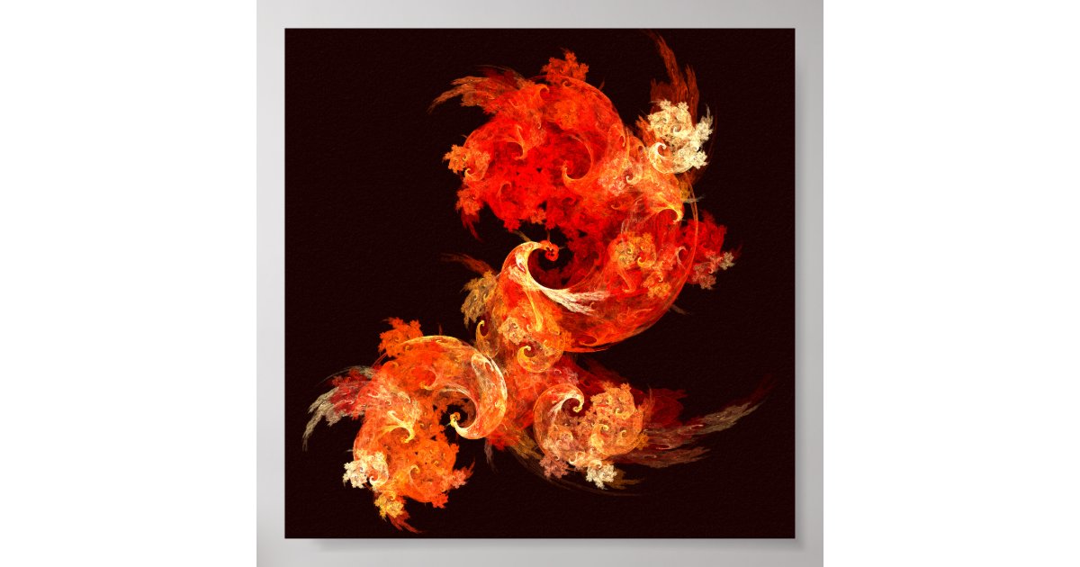 Dancing Firebirds Abstract Art Poster | Zazzle