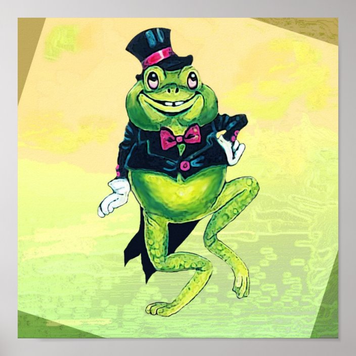 Dancing Frog Green Tuxedo Cute Poster | Zazzle.com