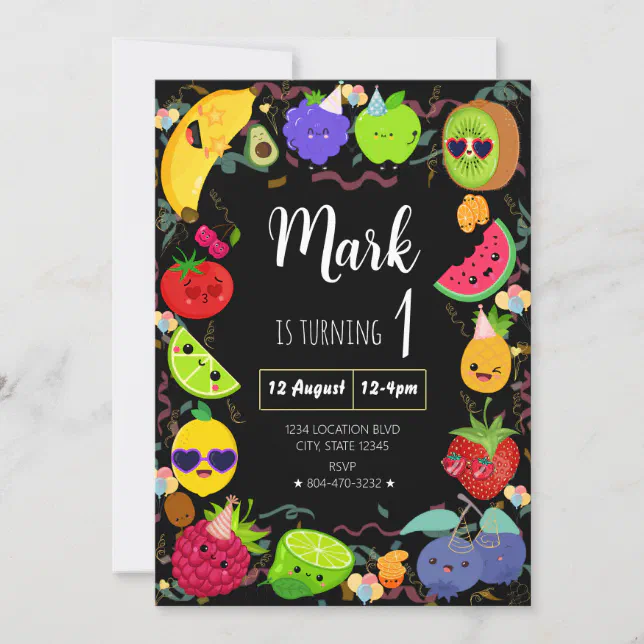 Dancing Fruit Birthday Invitation | Zazzle