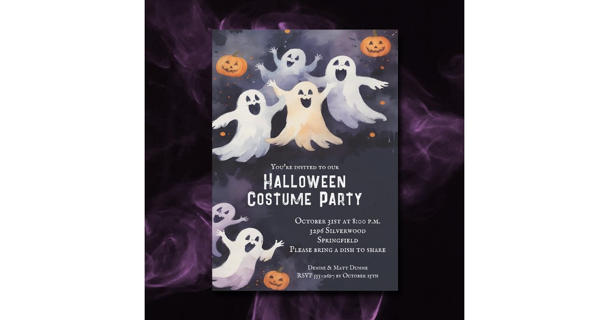 Dancing Ghosts Halloween Party Invitation | Zazzle
