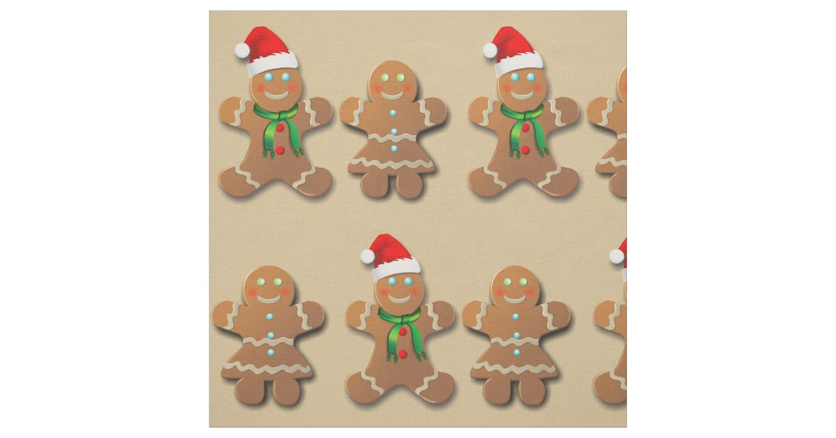 Dancing Gingerbread Cookies Fabric | Zazzle