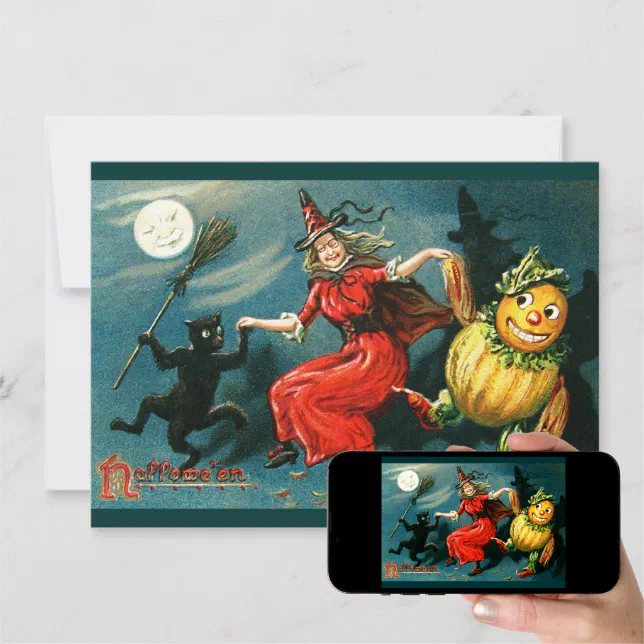 Dancing Halloween Witch Card | Zazzle