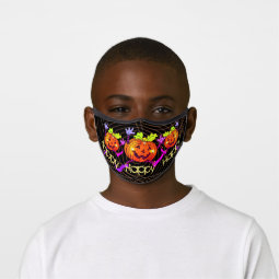 Dancing Happy Pumpkin Halloween Kids Premium Face Mask | Zazzle