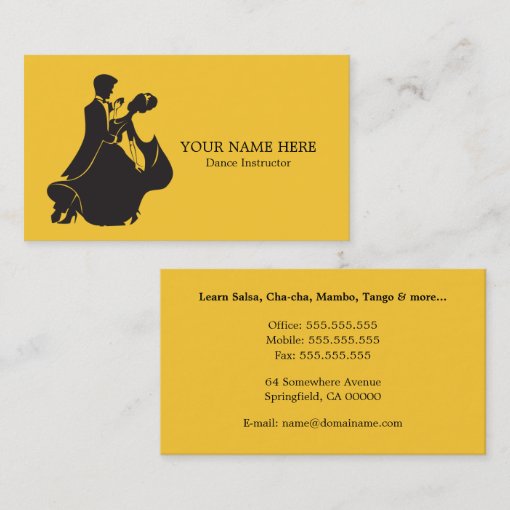 Dancing Instructor Business Card Template | Zazzle