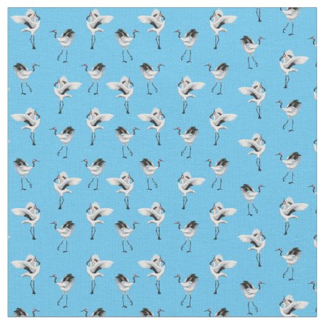 Dancing Cranes Fabric | Zazzle