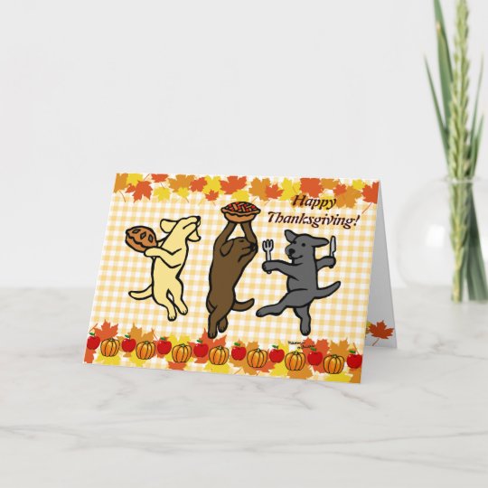 Dancing Labrador Trio Thanksgiving Holiday Card | Zazzle.com