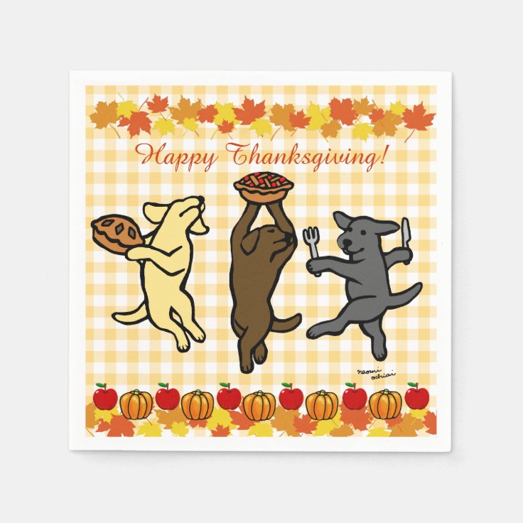 Dancing Labrador Trio Thanksgiving Paper Napkins | Zazzle