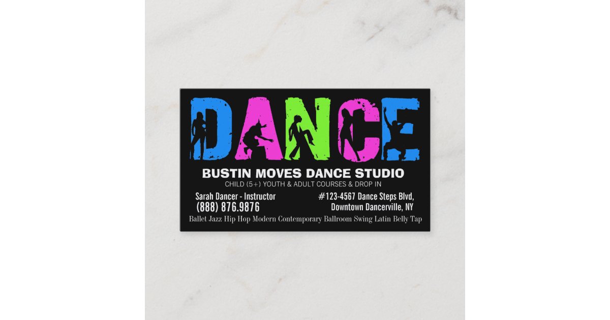 Dancing Lessons or Dance Studio Business Card | Zazzle