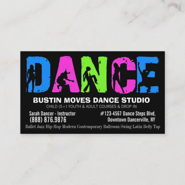 Dancing Lessons or Dance Studio Business Card | Zazzle