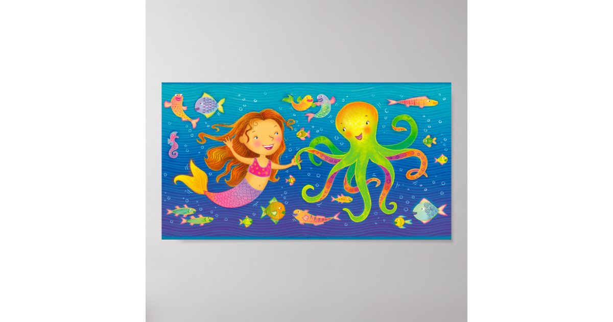 Dancing Mermaid and Octopus Poster | Zazzle