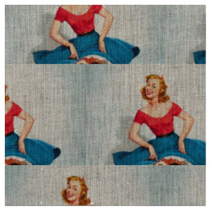vintage 1950's pin up design fabric | Zazzle