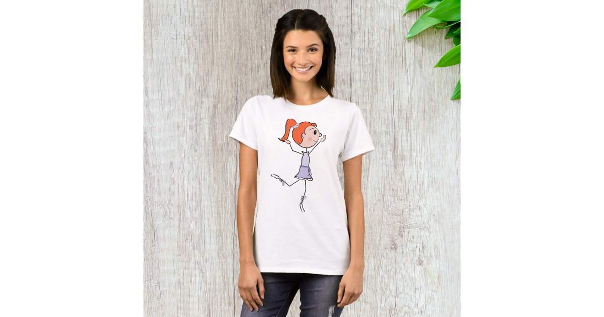 Dancing Princess Cute Ballerina Stick Figure T-Shirt | Zazzle