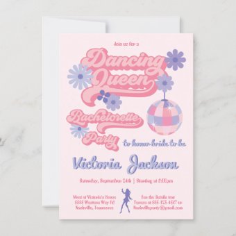 Dancing Queen Disco Bachelorette Party Invitation | Zazzle