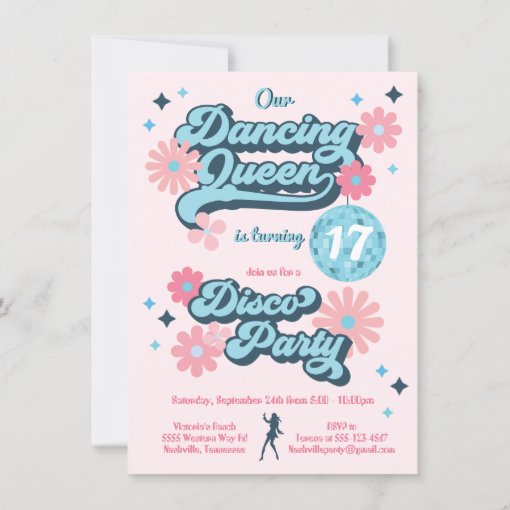 Dancing Queen Disco Birthday Party Invitation | Zazzle