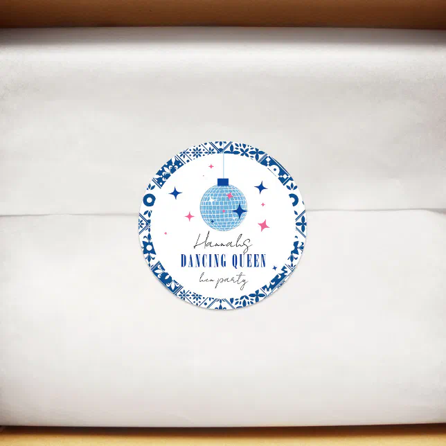 Dancing Queen greek Musical disco Hen Party Classic Round Sticker | Zazzle